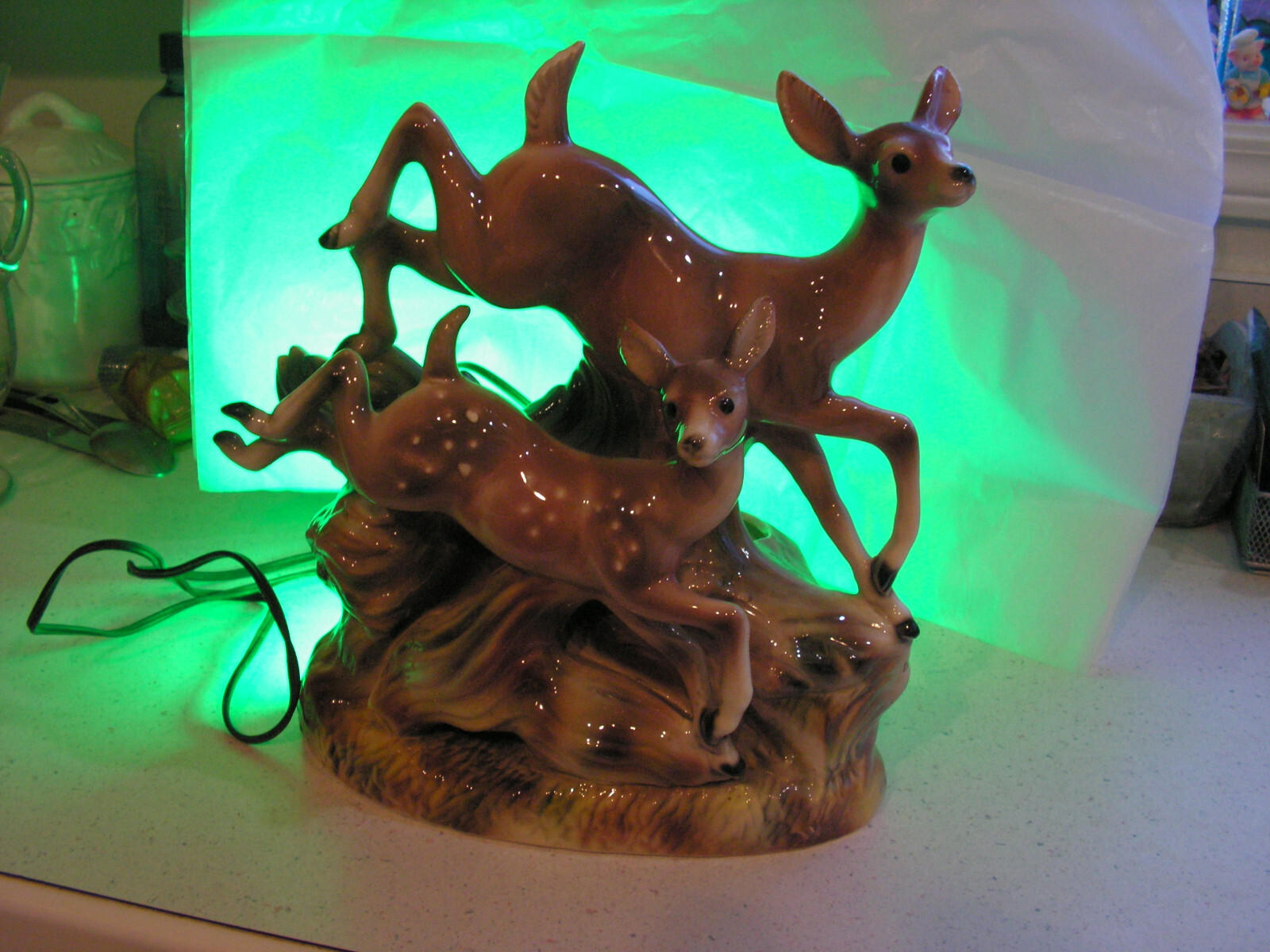 1939 Running Deer Doe Fawn Light Lamp Maddux of California Pottery | eBay