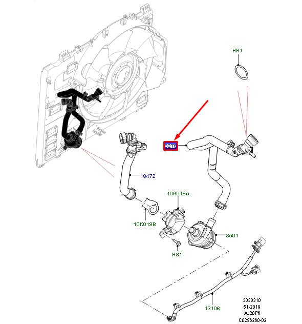 LAND ROVER RANGE ROVER IV L405 Motorwasserschlauch LR137979 NEU ...