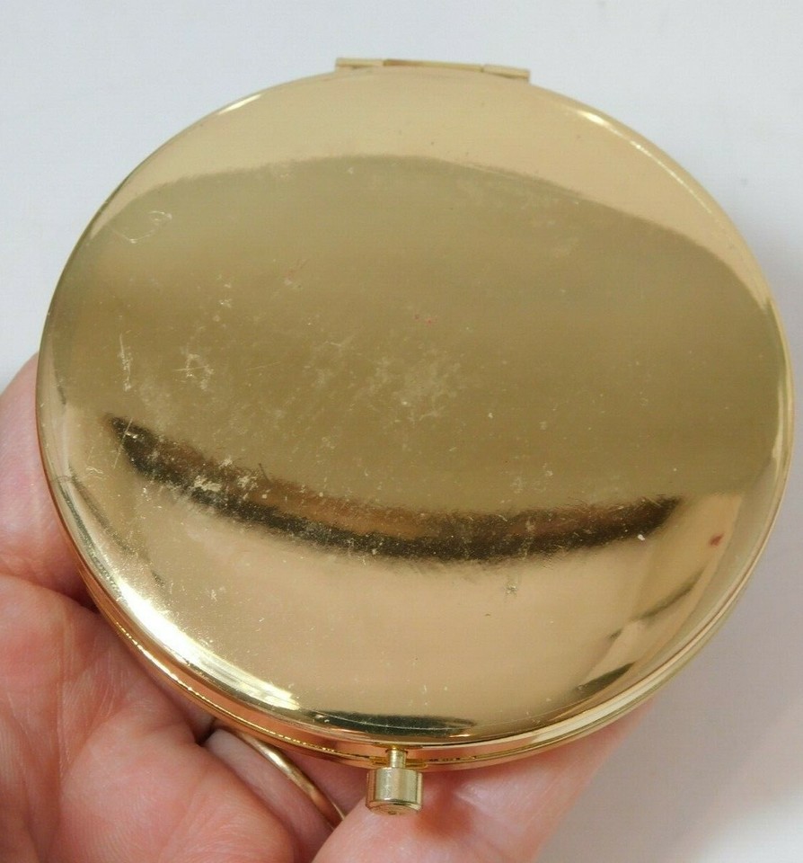 Vintage Shiny 'C' Blue Pink Rhinestones Compact 2Mirror Magnified Purse ...