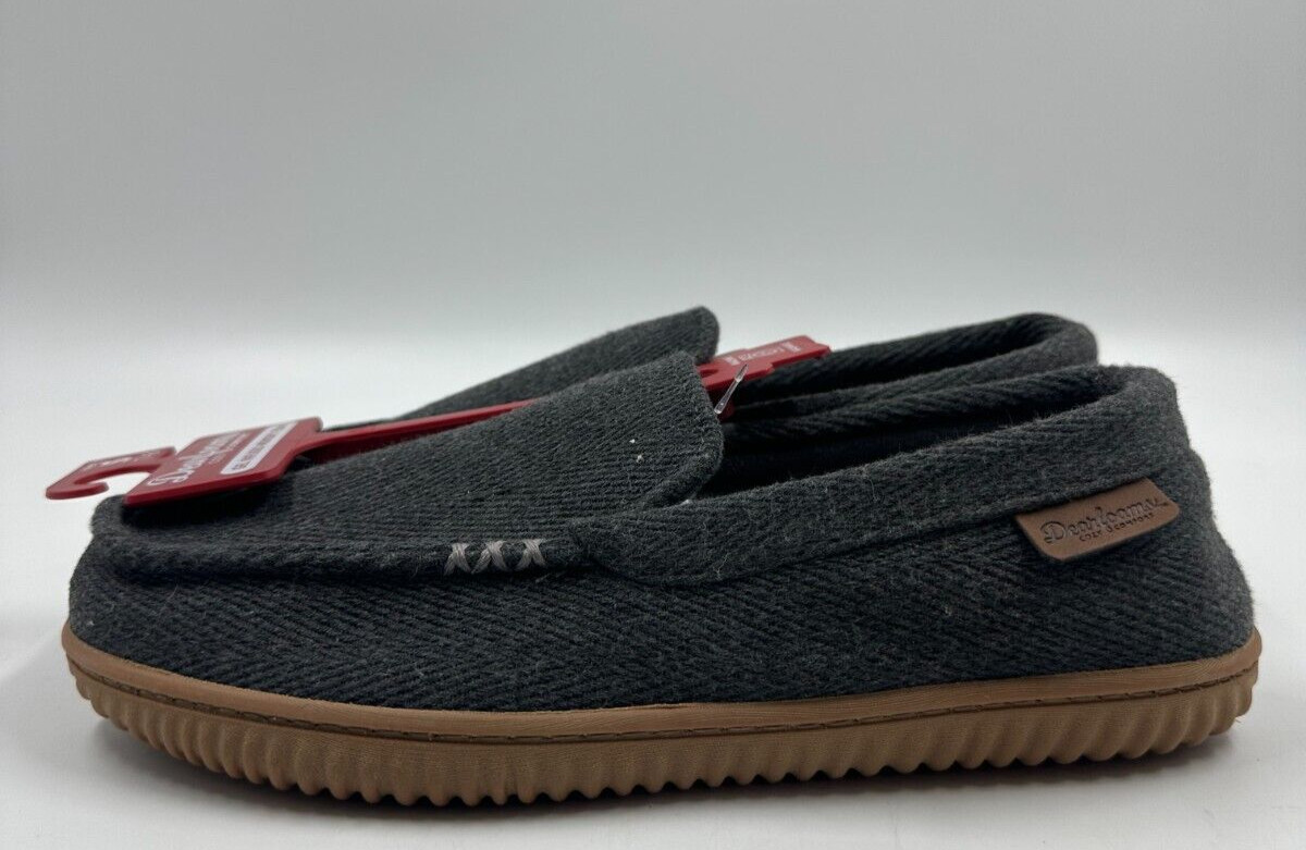 Dearfoams Mens Gel Memory Foam Grey Slip On Casual Slippers Size Small 7-8