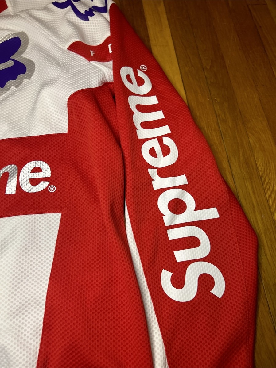 Supreme Fox Racing Moto Jersey Multi color 2018SS White Red Supreme Fox Racing Moto Jersey Multi color 2018SS White Red