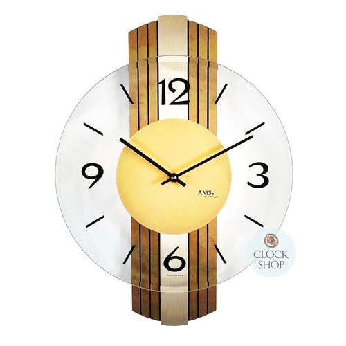 38cm Gold Look Wall Clock With Glass Dial By AMS | eBay Australia
