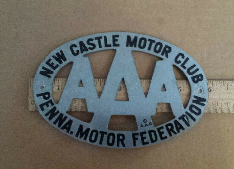 NEW CASTLE MOTOR CLUB AAA PENNA. MOTOR FEDERATION - Car Badge Emblem ...