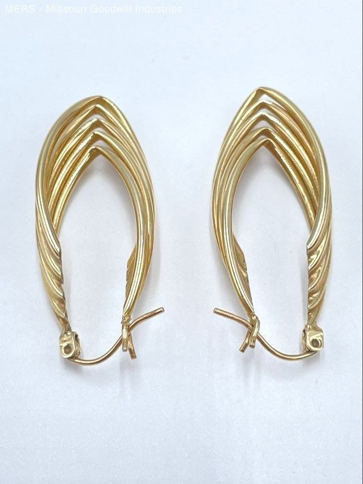 10K Yellow Gold Illusion Hoop Earrings - 3.19 Grams | eBay
