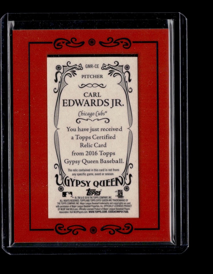 2016 Topps Gypsy Queen Mini Relic Gold #GMR-CE Carl Edwards Jr. MEM ...