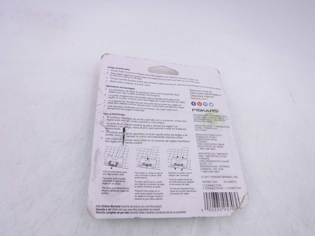 Fiskars Precision Acrylic Ruler Connector 187690 - 1001 for sale online ...