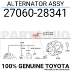 2706028341 Genuine Toyota ALTERNATOR ASSY 27060-28341 | eBay