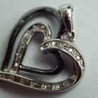 Sterling Silver Double Open Heart Pendant With 13 Diamonds | eBay