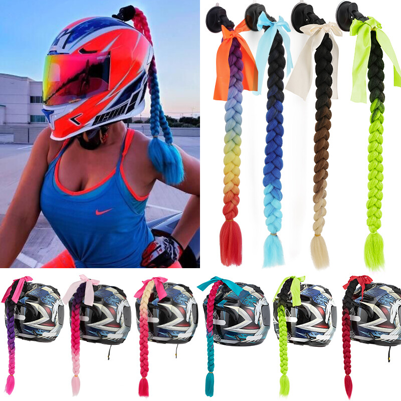 Motorcycle Helmet Ponytails 1 Pc 20 Inches Black To Red Helmet Pigtail