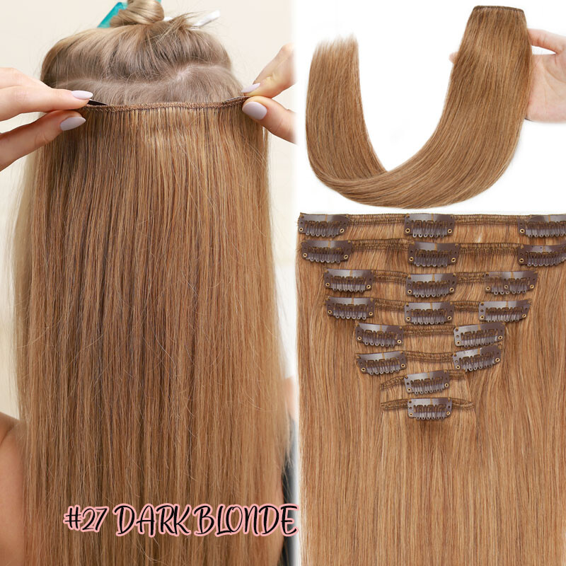 8pcs Clip In Hair Extensions 100% Real Human Hair Extensions Weft ...