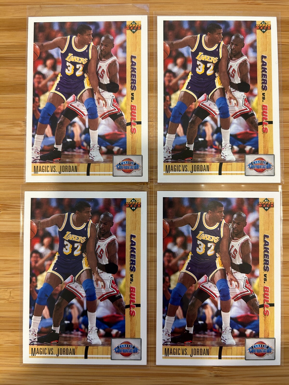 Lot of 4 1991-92 Upper Deck Magic Johnson vs Michael Jordan Basketball ...