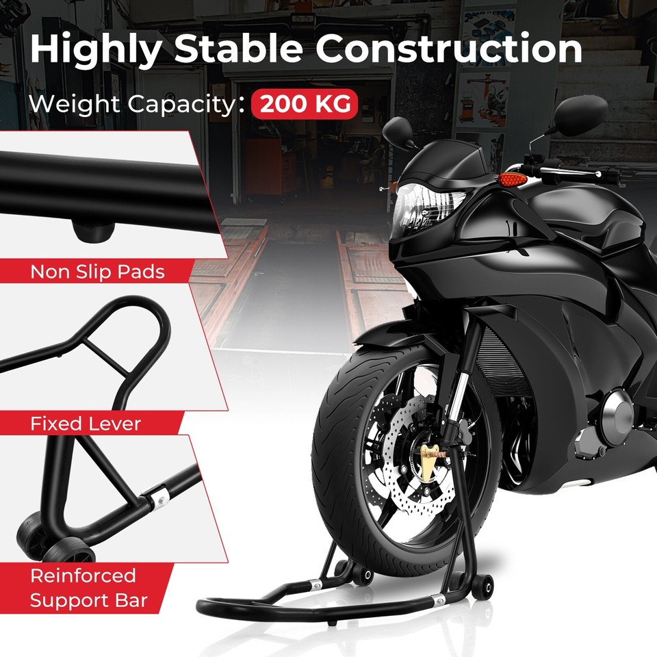 Front Wheel Motorbike Stand Paddock Lift Motorcycle Stand W/ Wheels ...
