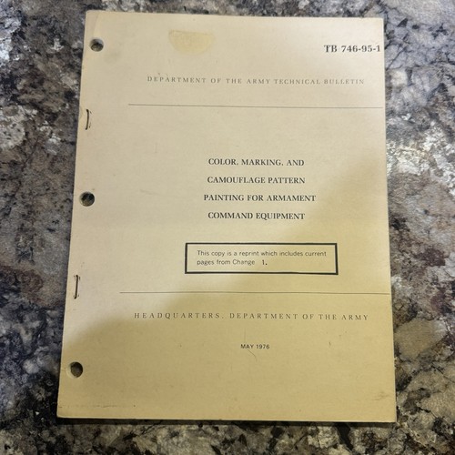 1976 ARMY TECHNICAL BULLETIN TB 746-95-1 Equipment Camouflage Pattern ...