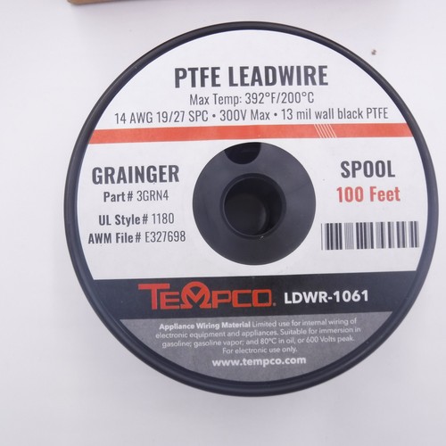 100' Spool Tempco High temp Lead Wire 14AWG Black LDWR-1061 Silver ...