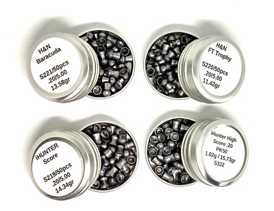 H&N / iHunter 200 Count 4 Type PELLET SAMPLER 5mm .20 Caliber Pellets ...