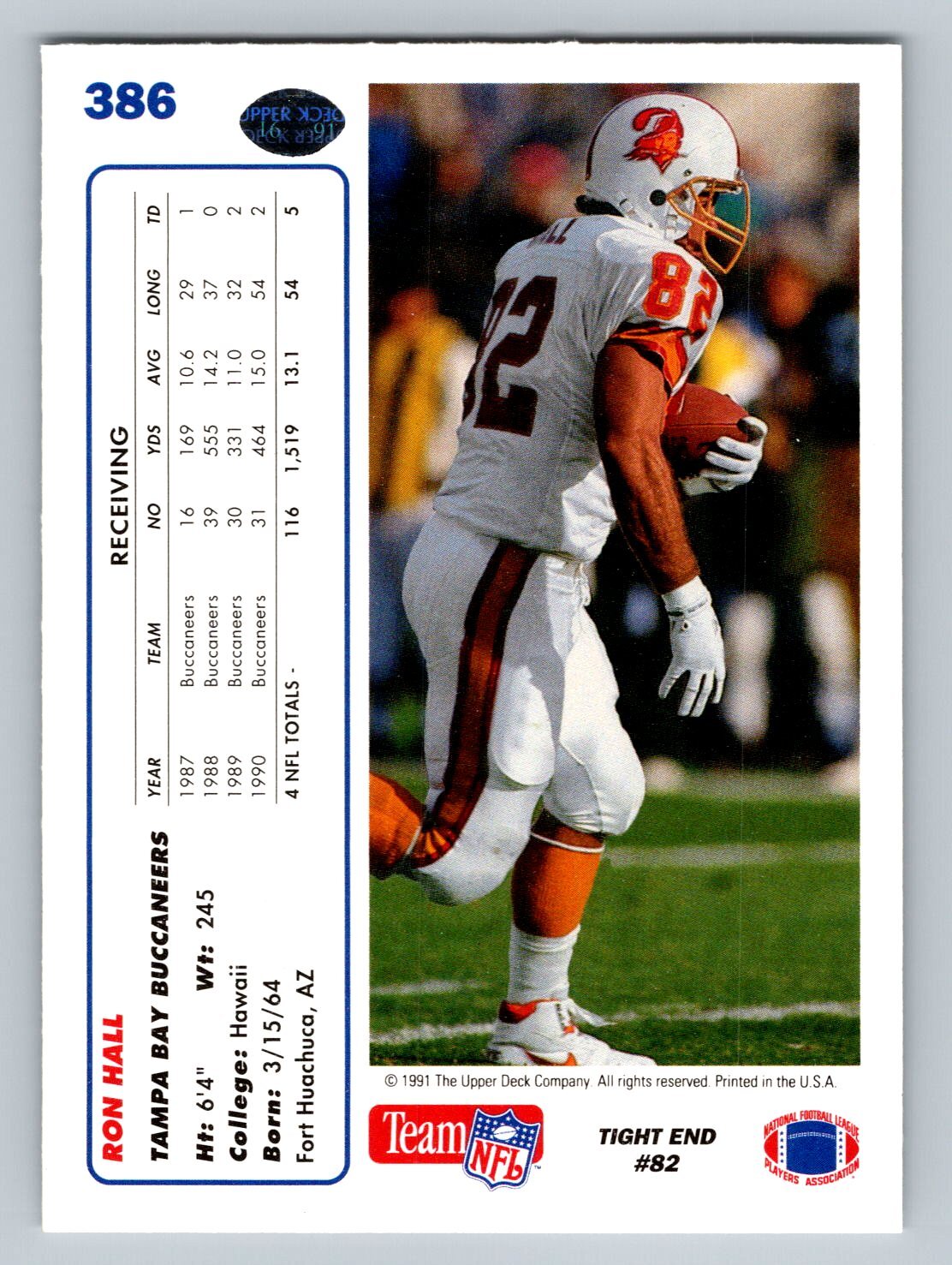 1991 Upper Deck #386 Ron Hall Tampa Bay Buccaneers | eBay