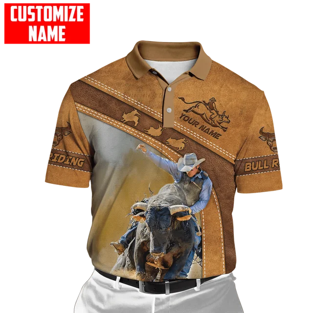 Bull Riding Shirt Rodeo Country Horse Riding Custom Name Polo Shirt ...