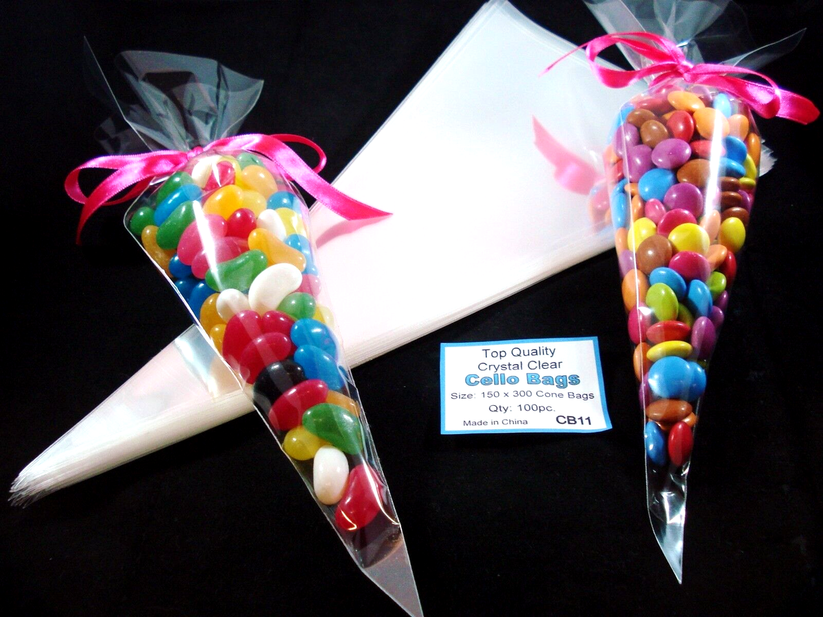 Cone Shaped Cellophane Bags Cellophane Treat Bags Twist Ties Ideal