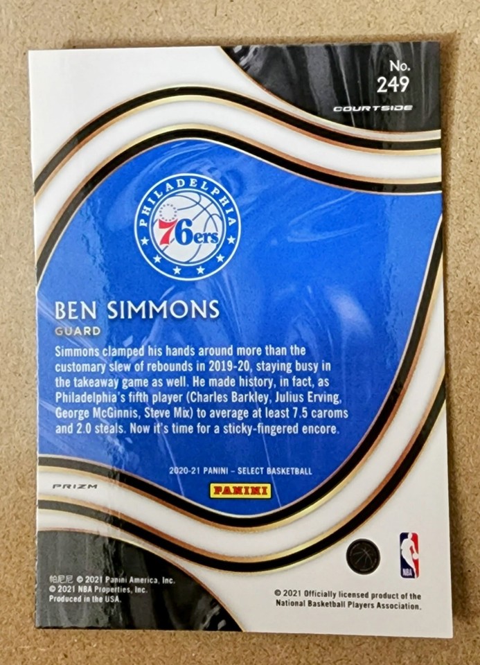 2020-21 Panini Select Ben Simmons Courtside Red White Orange Shimmer ...