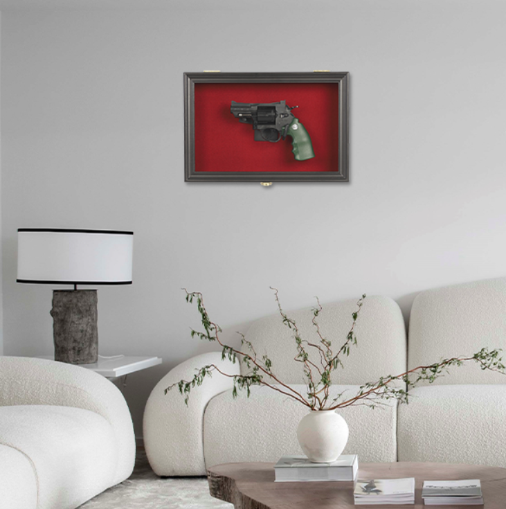 Gun Display Case 15" Handgun Pistol Revolver Lock Frame Shadow Box | eBay