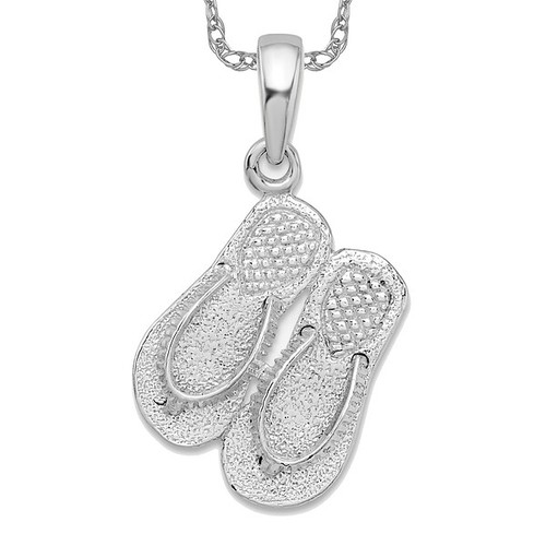 925 Sterling Silver Hawaiian Flip Flop Necklace Beach Sandals Pendant ...