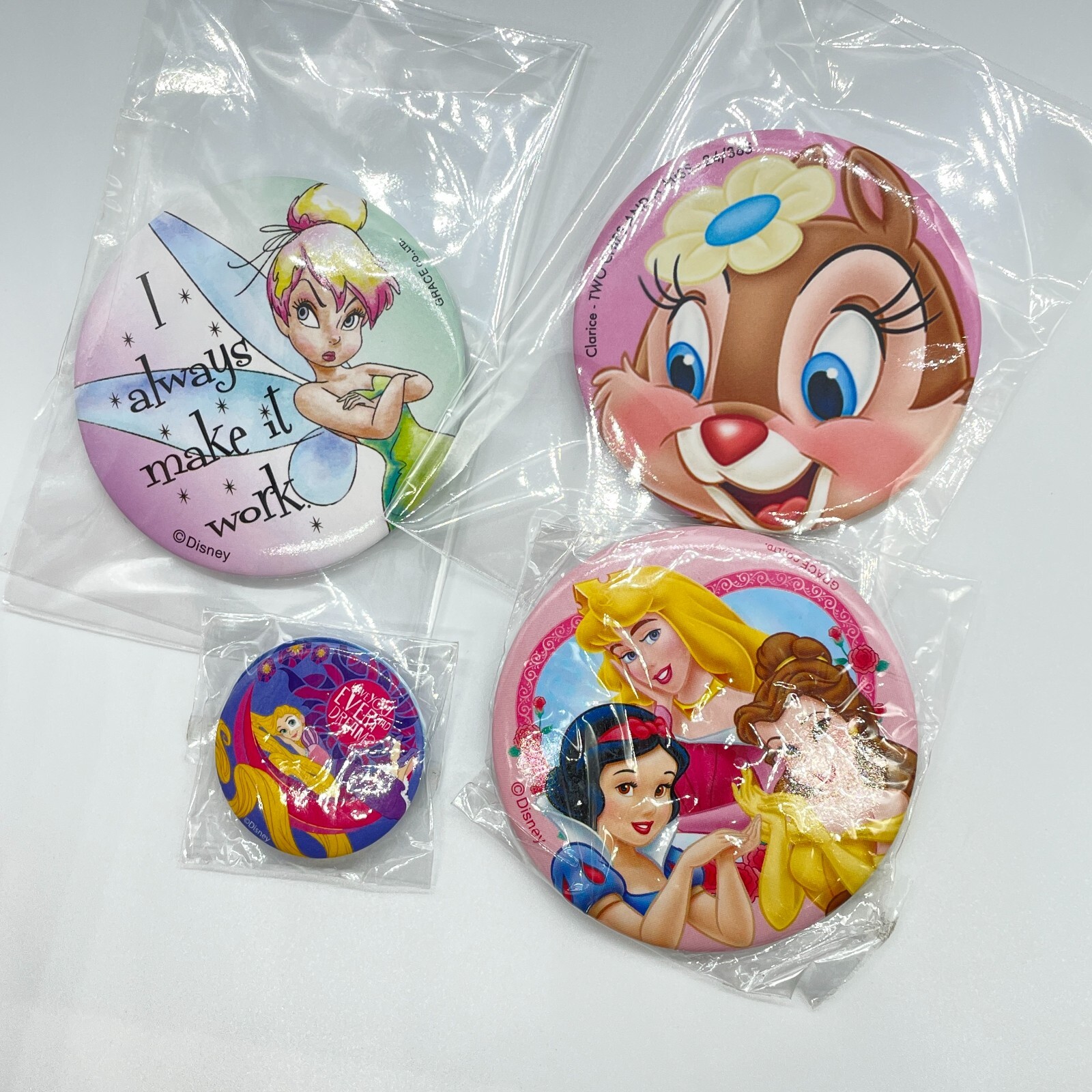 Disney Store JAPAN Button Various Set Tinker Bell Rapunzel Clarice ...