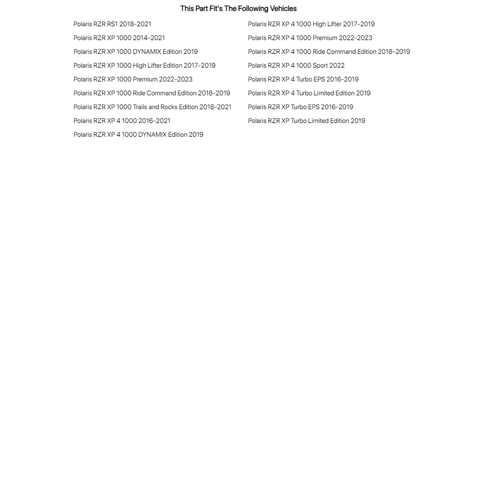 Tusk HD CV Axle Rear (Pair) For Polaris RZR XP 1000 2014-2021 | eBay