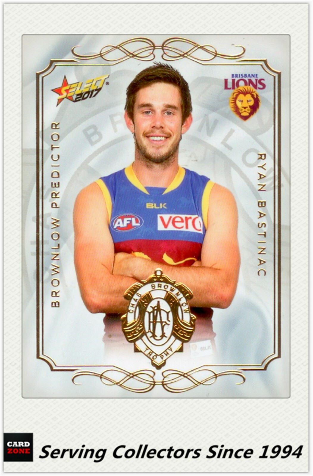 2017 AFL Footy Stars Brownlow Predictor Card BP9 RYAN BASTINAC-BRISBANE ...