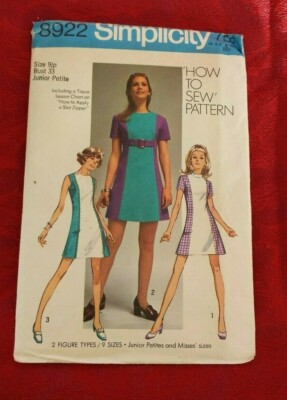 VINTAGE SIMPLICITY GIRLS MINI DRESS PATTERN 8922 SIZE 9 FREE SHIPPING ...
