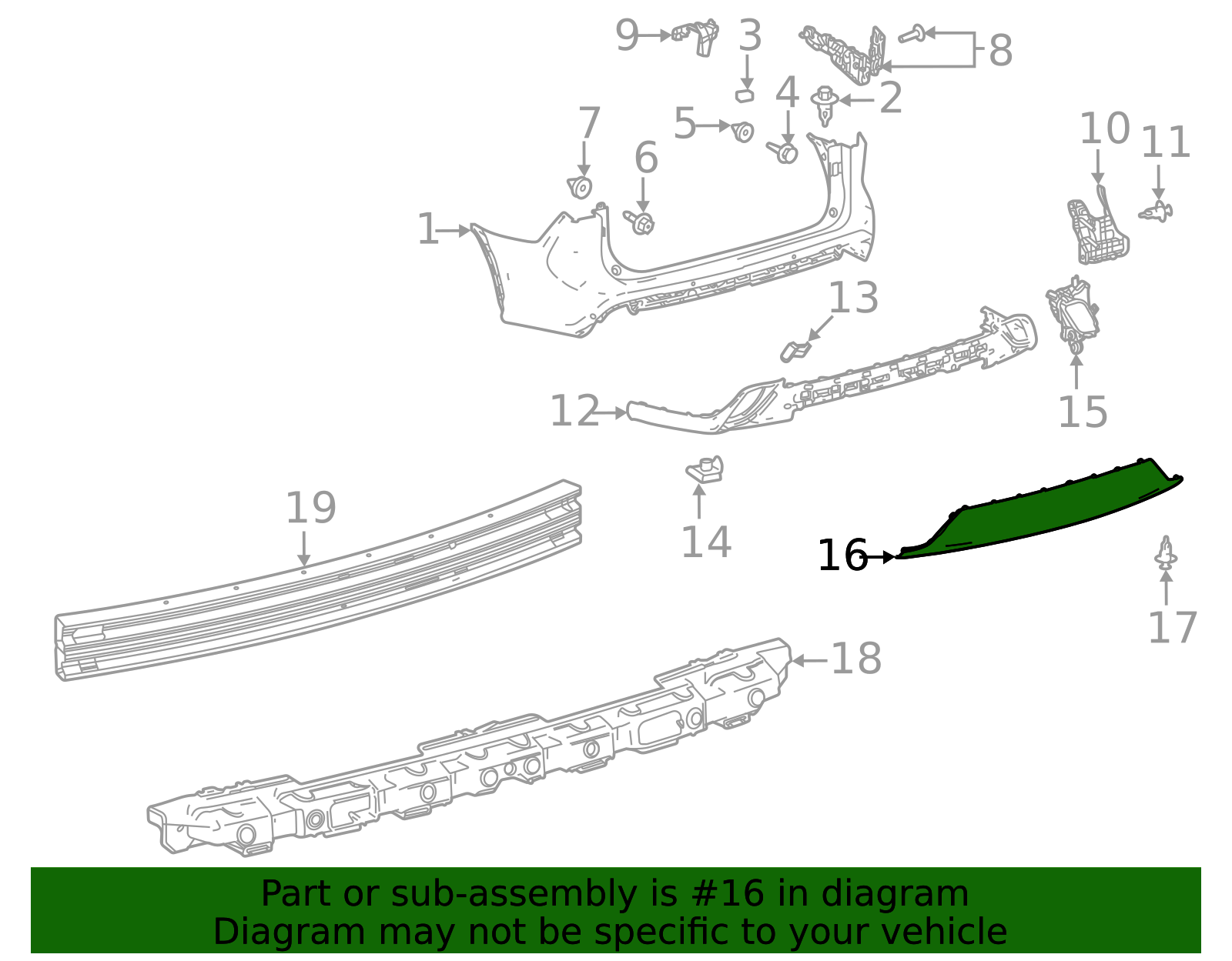 OEM 2020 Toyota Highlander Extension Rear Bumper 52151-0e090 for sale ...