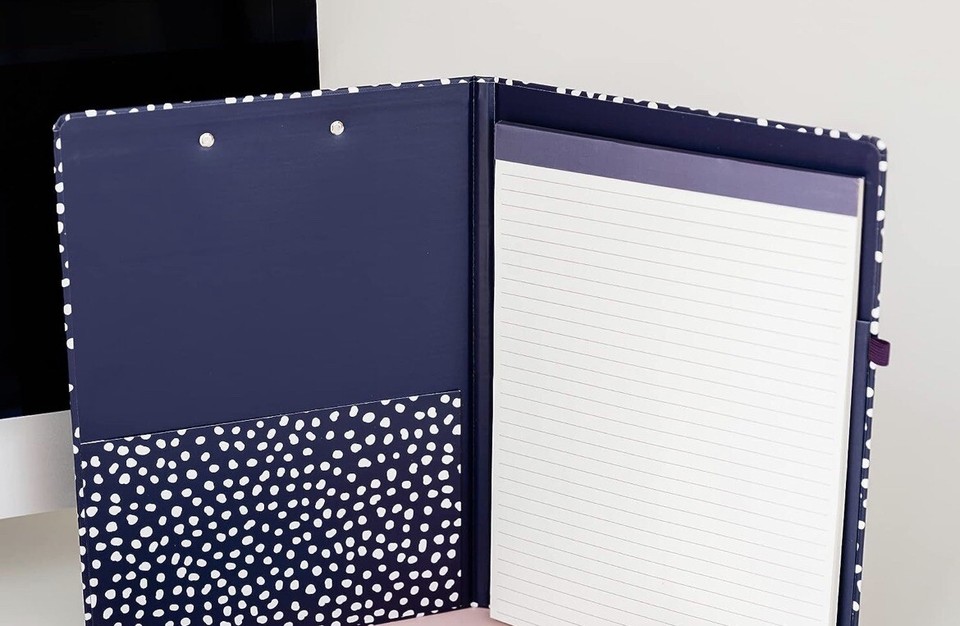 Steel Mill & Co Durable & Trendy Navy Dots Clipboard Folio w Notepad & Pocket | eBay