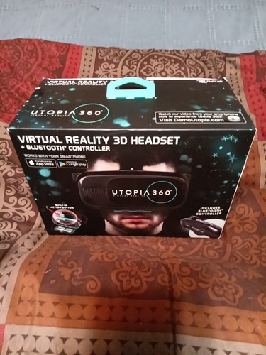 Utopia 360 Virtual Reality 3D Headset + Bluetooth Controller New In Box ...