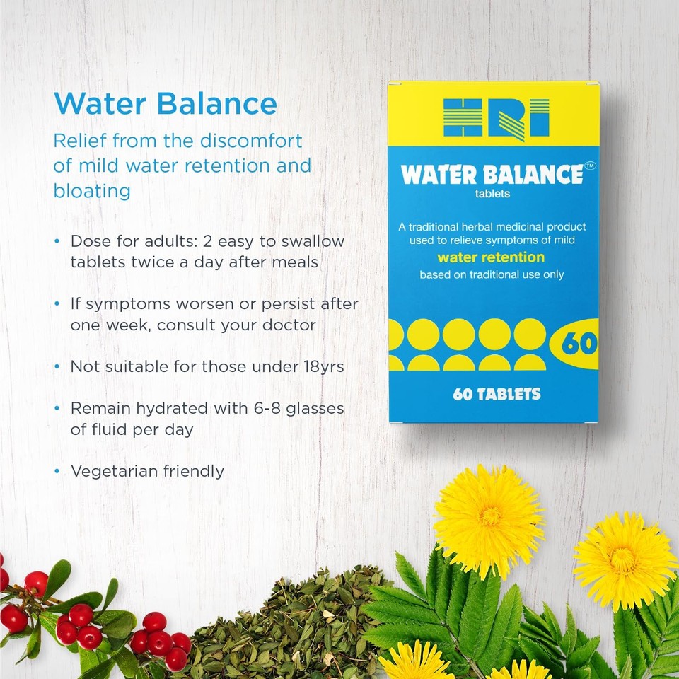 HRI Water Balance 100 Tablets - to Relieve Symptoms of Mild Water ...