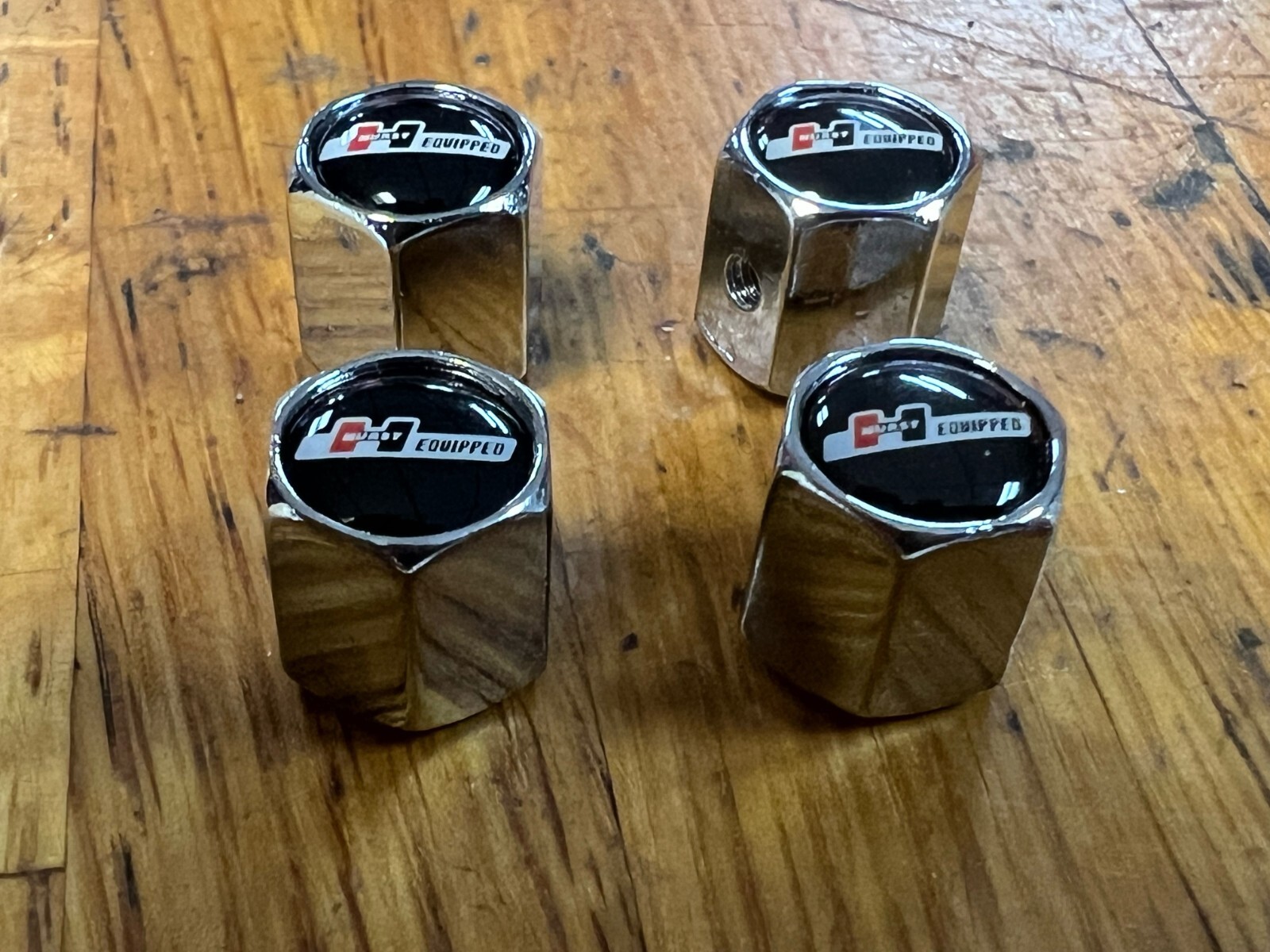 HURST EQUIPPED WHEEL RIM VALVE STEM CAPS SET IN CHROME HURST SHIFTER ...