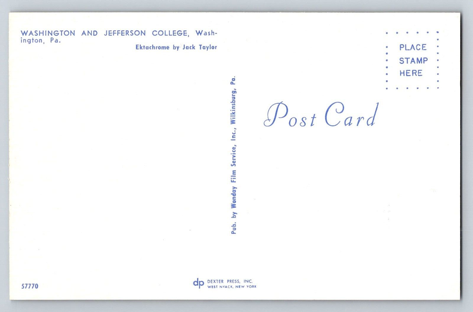 Postcard Washington and Jefferson College Washington Pennsylvania ...