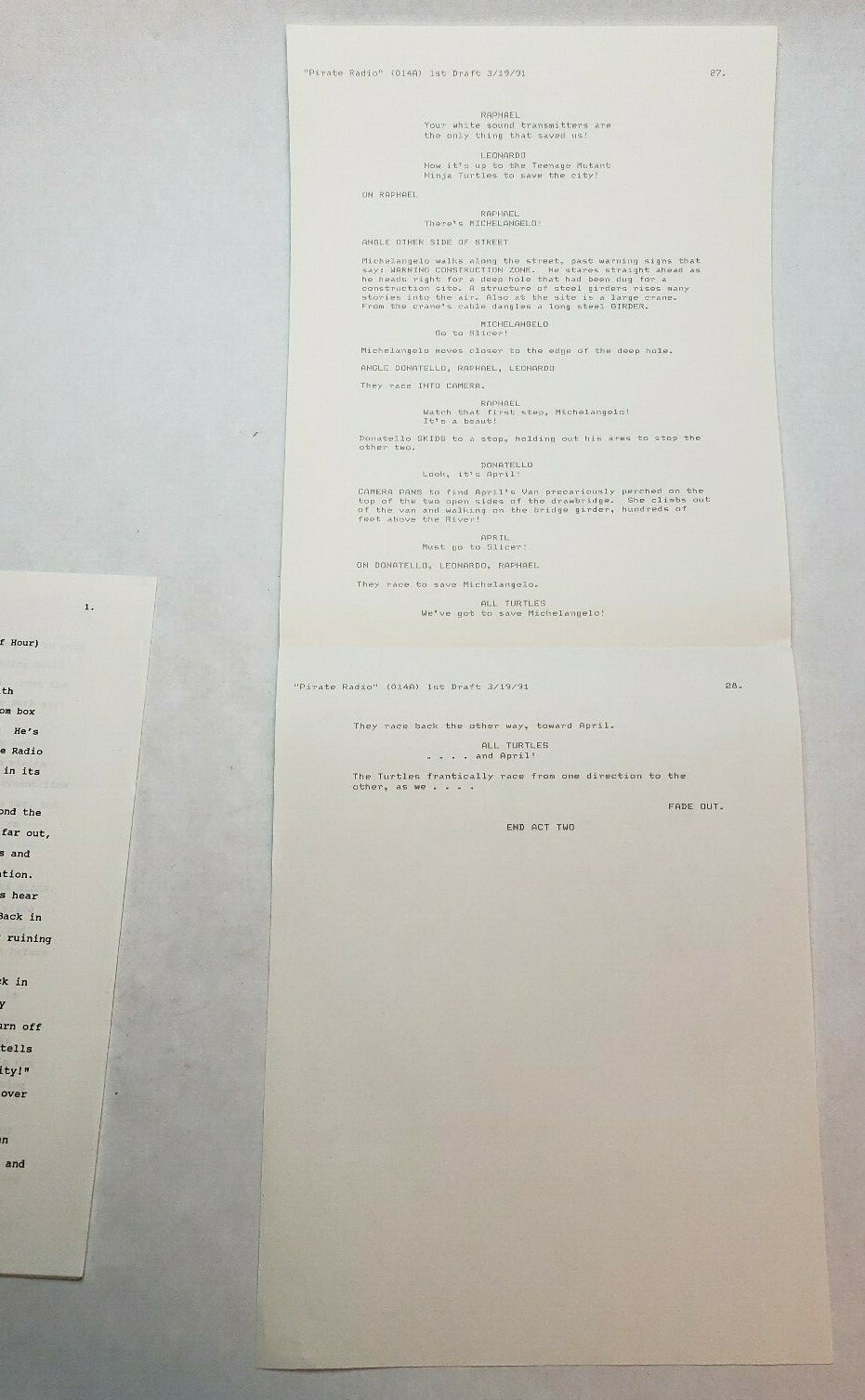 TEENAGE MUTANT NINJA TURTLES / Misty Stewart-Taggart, 1991 Script ...