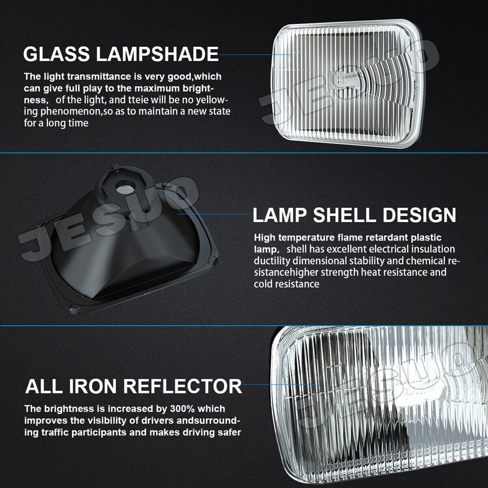 4PCS 4x6 inch LED Headlights High/Low Beam Bulb For Ford Mustang 1979 ...