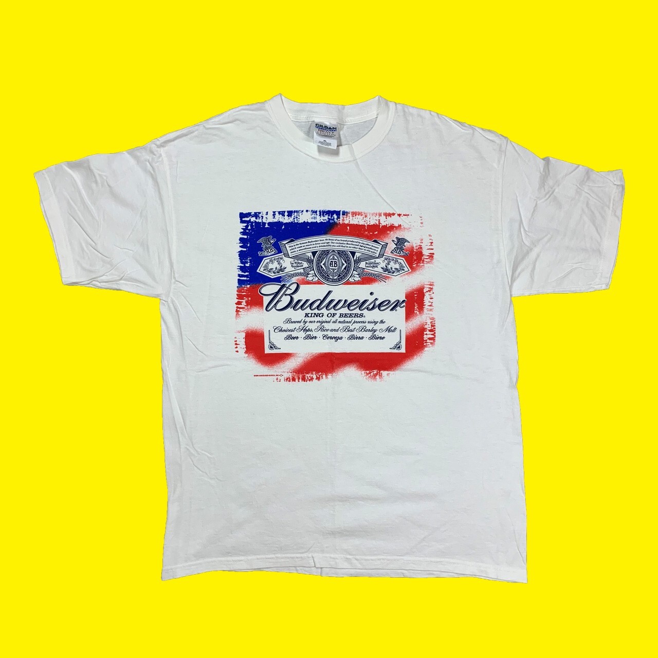 1999 90s Budweiser Beer American Flag Logo Vintage Wh… - Gem