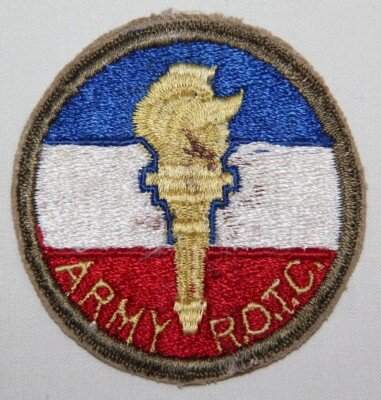 ORIGINAL POST WWII ARMY ROTC PATCH W/ OD BORDER, CUT EDGE CONSTRUCTION ...