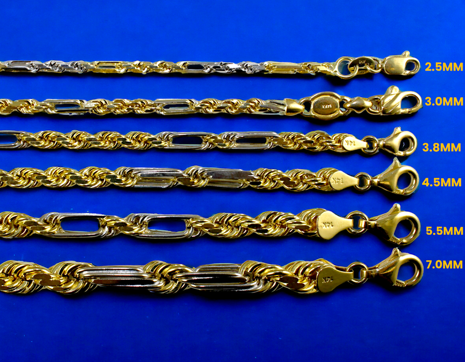 14K Two Tone Gold SOLID Milano Figaro Rope Chain Necklace Diamond Cut ...