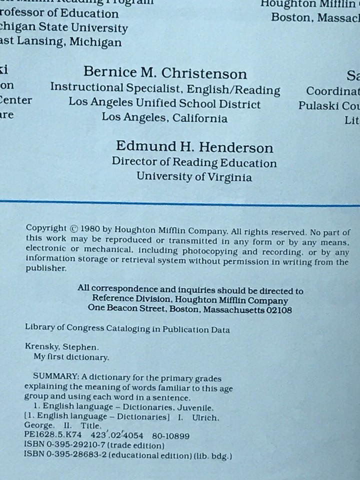 An American Heritage My First Dictionary Hardcover Book Houghton ...