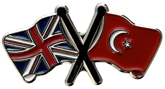 Union Jack & Turkey Flag Friendship Lapel Pin badge FREE UK Delivery ...
