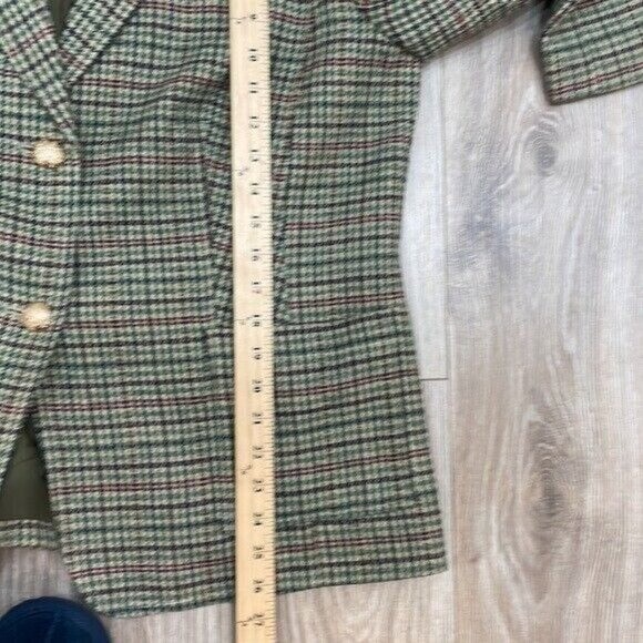 Talbots Classic Shetland blazer rustling plaid gold button size 18 wool ...