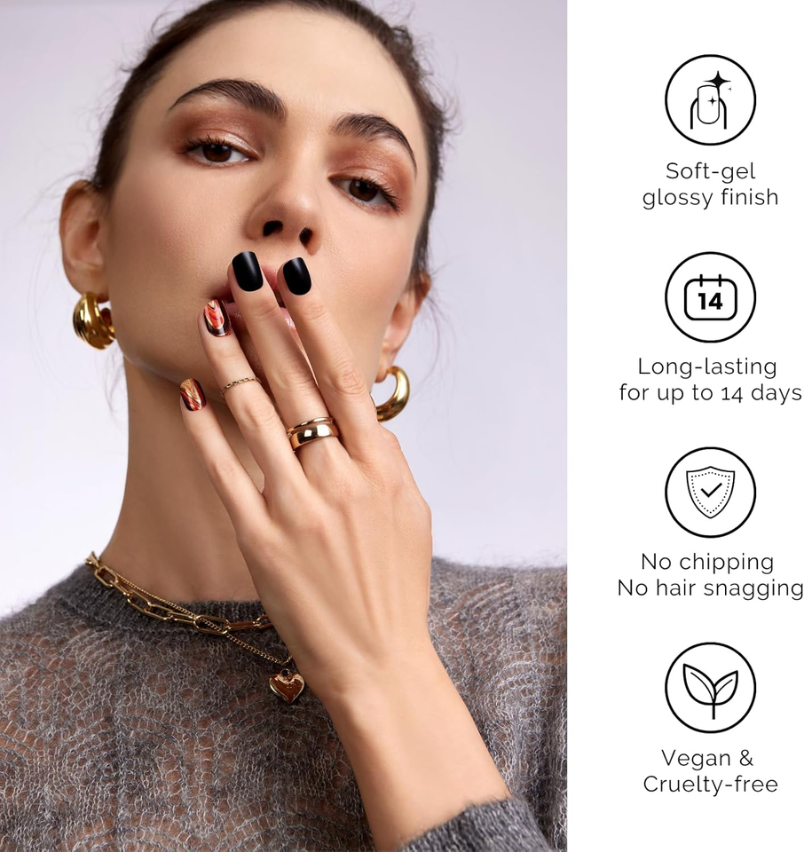 NAILOG Semi Cured Gel Nail Strips Glossy & Long Lasting Soft Gel Finish ...