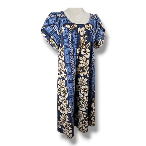 Vintage Hawaiian Mumu Dress Tropical Kaftan Lei Hibiscus Flower Pockets ...