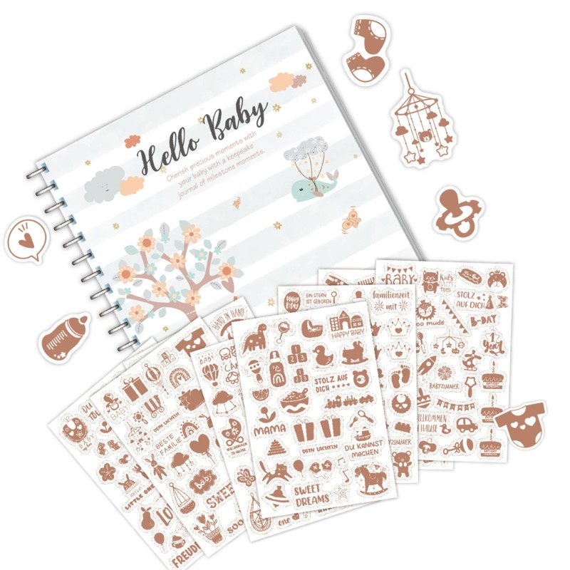 Baby Memory Book with Sticker for Baby Boy or Girl First Year Baby ...