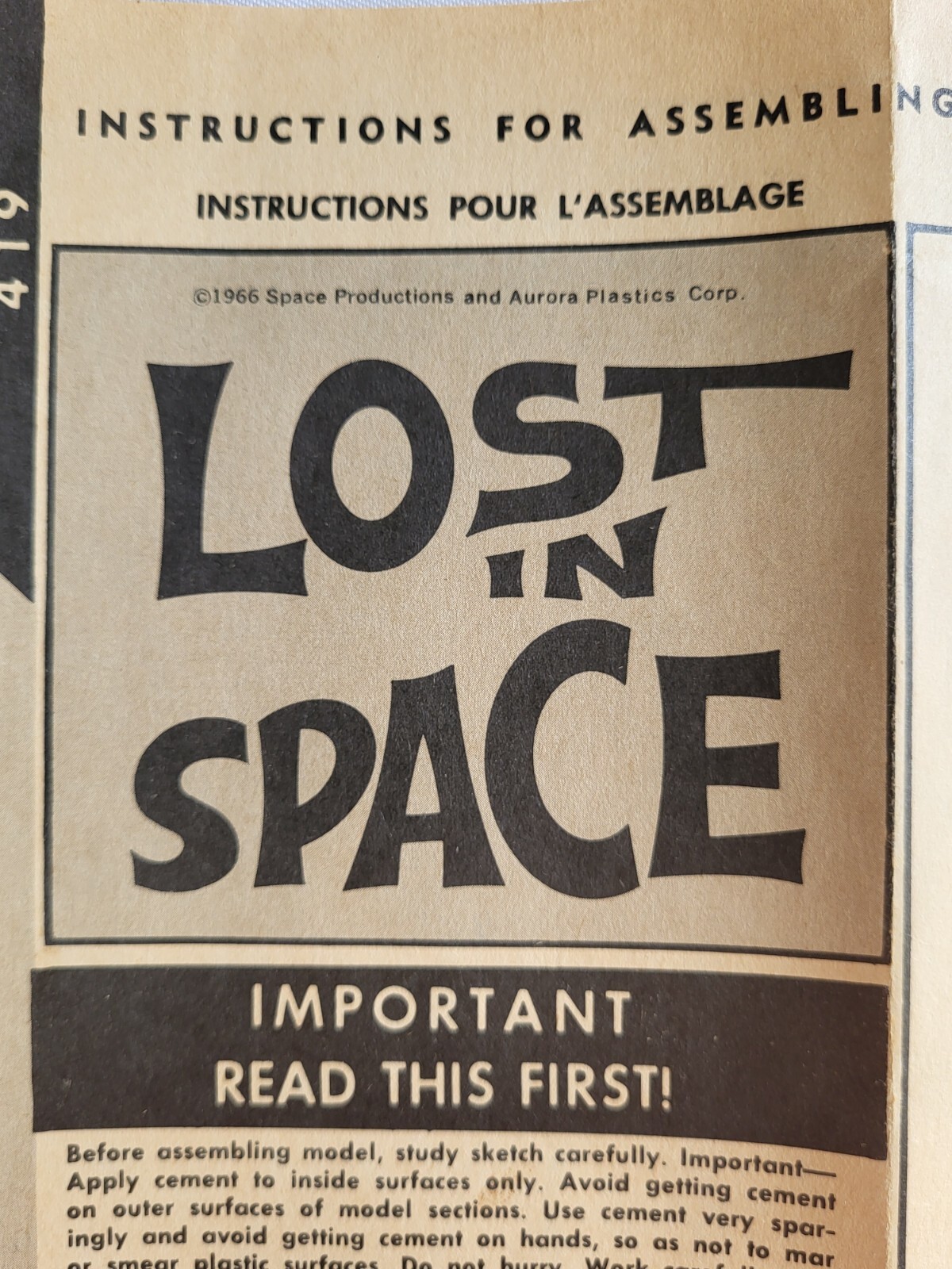 1960'S AURORA LOST IN SPACE MODEL KIT INSTRUCTION MANUAL ORIGINAL ...