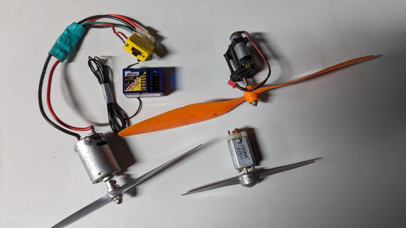 MISC ELEC RC PLANE MOTORS (3) W/HITEC MINI 65 RECEIVER *FREE SHIP* | eBay