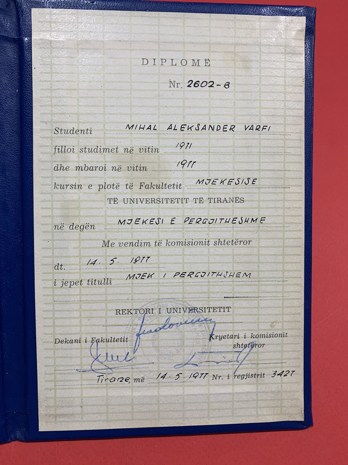 RARE ALBANIAN DOCUMENT DIPLOMA RECEIPT COMMUNISM TIME YEAR 1973 | eBay