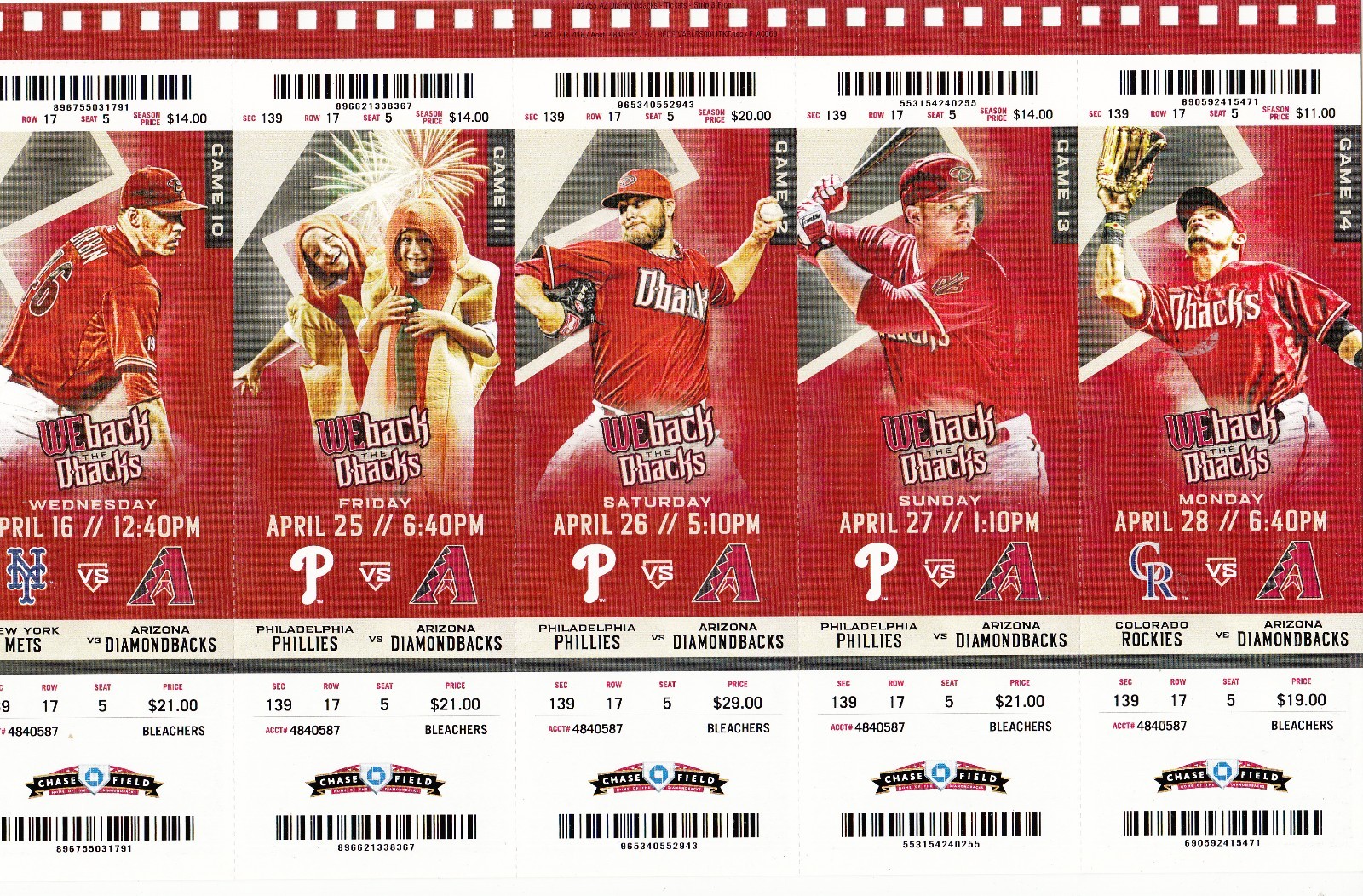 2014 ARIZONA DIAMONDBACKS PICK YOUR GAME GOLDSCHMIDT TICKET STUB MANY ...